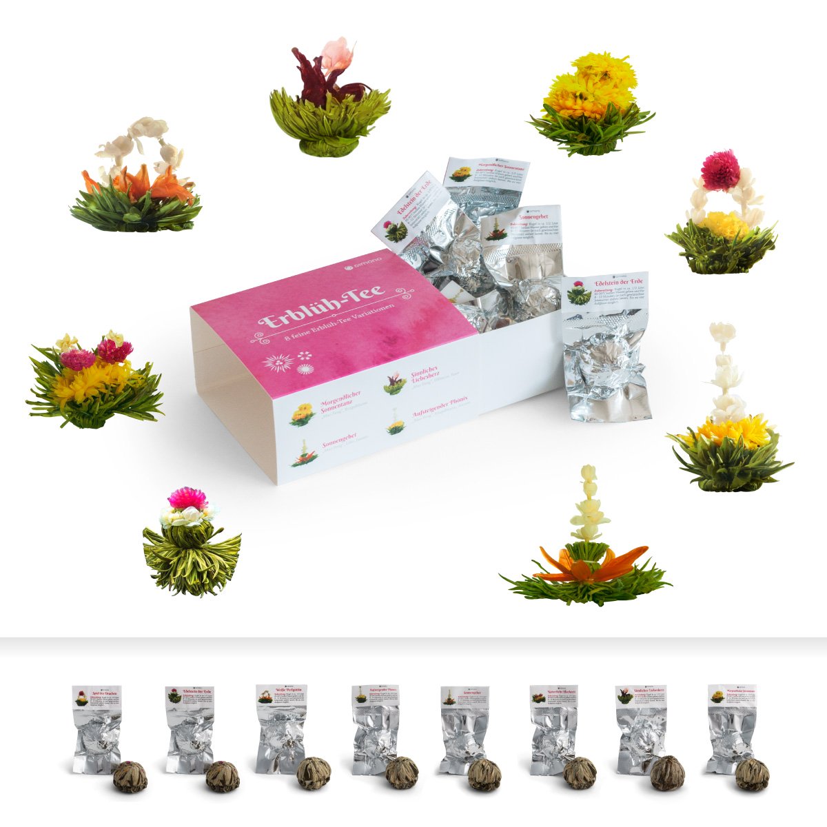 Teeblumen - Erblühtee Geschenkset mit 8 Blumen - Geheimshop.de