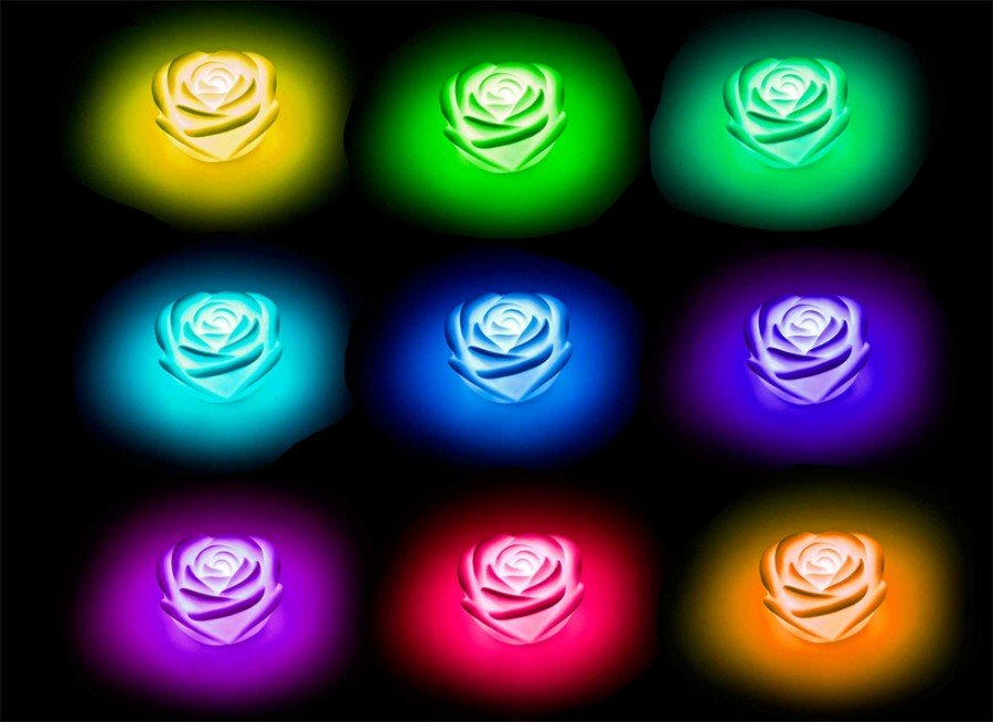 LED Blume - 3er Set leuchtende Rose mit Farbwechsler
